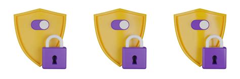 3d Shield Secure Icon Lock Password Authentication Render Concept Secret Personal Data