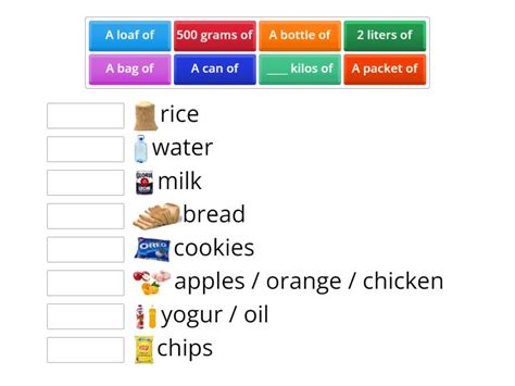 Quantities And Containers Une Las Parejas