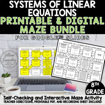 Printable And Digital Systems Of Linear Equations Google Slides Grade Bundle