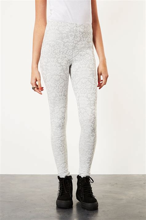 Topshop White Paisley Lace Leggings In White Lyst