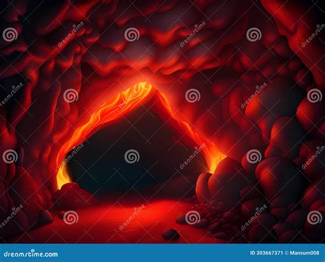 Illustration Of A Cave With A Fire In A Cave Stock Illustration