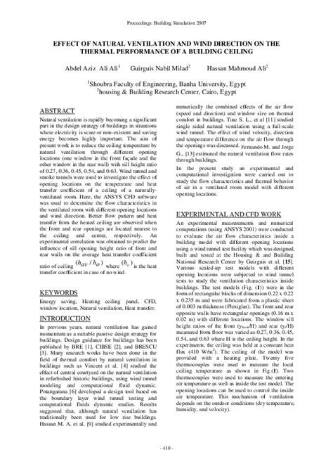 Pdf Effect Of Natural Ventilation And Wind Direction On The Thermal Performance Of A Building