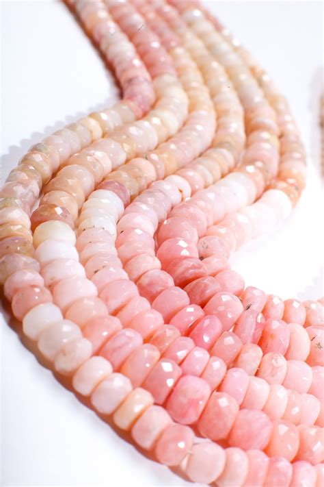 Pink Opal Rondelle Natural Shaded Pink Peruvian Opal Faceted Etsy