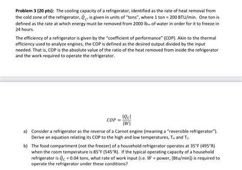 Solved Problem 3 20 Pts The Cooling Capacity Of A