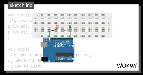 2 Leds Blinking Alternatively Wokwi Esp32 Stm32 Arduino Simulator
