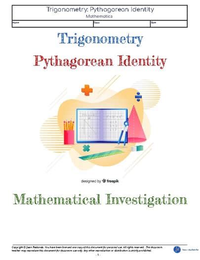 Investigation Trigonometry And The Pythagorean Identity TPT