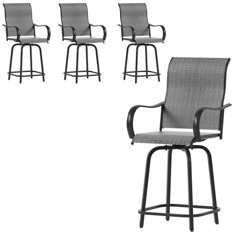 Elposun Outdoor Patio Swivel Bar Stools With Arms Set Of 4 High Back