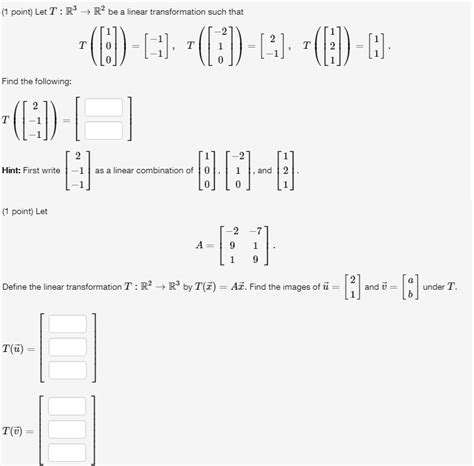 Solved Point Let T R R Be A Linear Transformation Chegg Com