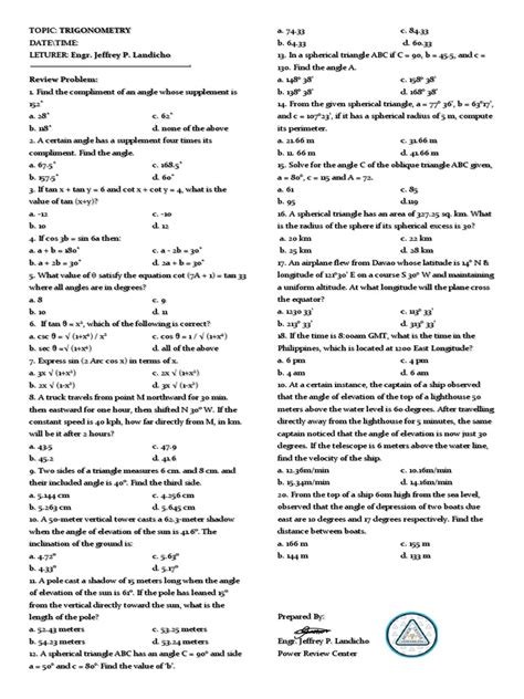 Trigonometry Pdf Sphere Triangle