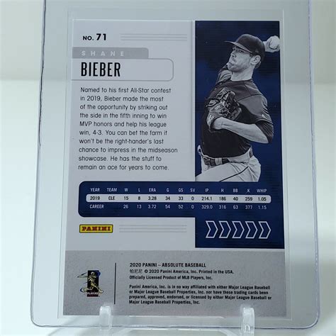2020 Panini Absolute Silver 71 Shane Bieber 199 For Sale Online Ebay