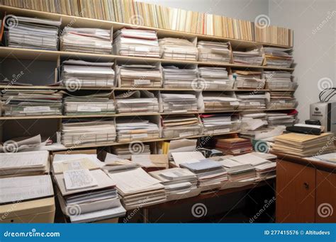Organized Filing System With Files And Documents Sorted By Category Or Project Stock