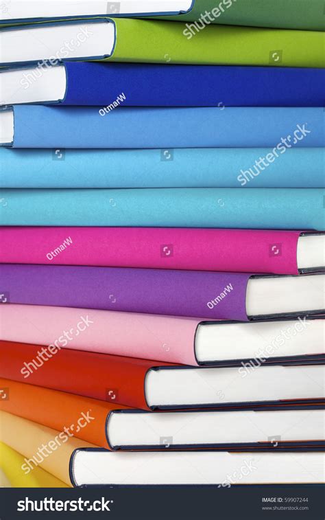 Winding Stack Of Colorful Real Books With Space For Text On Spines Stock Photo