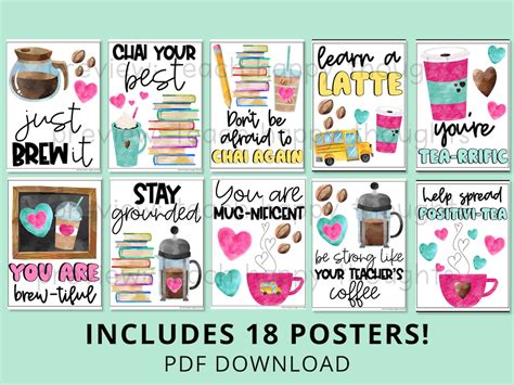 18 Coffee And Tea Classroom Posters Learning Reading Etsy