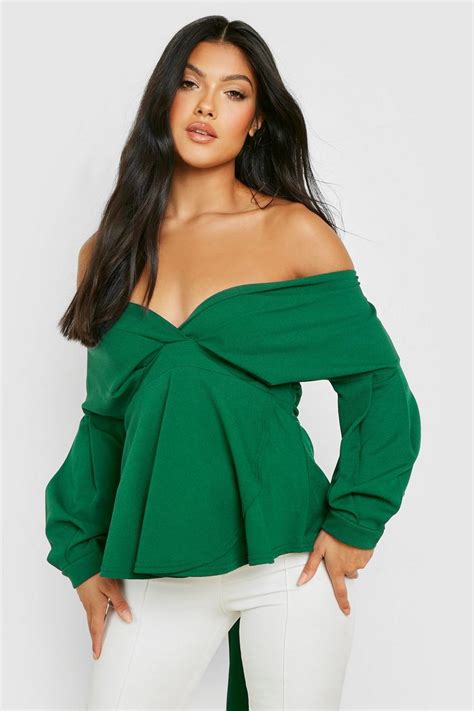 Womens Green Maternity Off The Shoulder Wrap Top Boohoo Uk