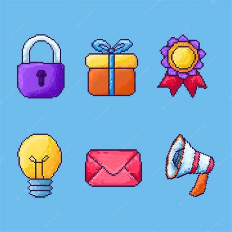 평면 디자인 픽셀 아트 요소 컬렉션 무료 벡터
