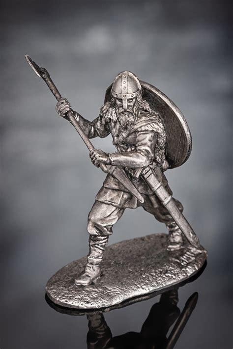 Viking With Ax And Shield Viking Miniature Tin Metal Figurine Etsy