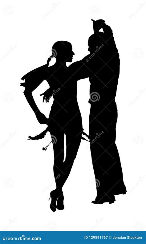 Elegance Tango Latino Dancers Vector Silhouette Isolated On White