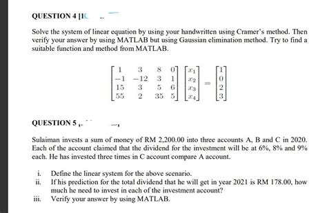 solved question 4 1 solve the system of linear equation by