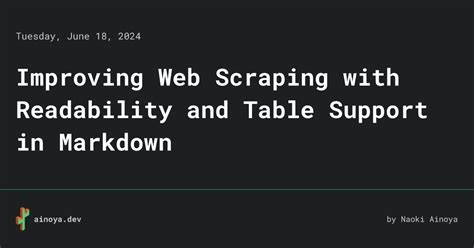 Improving Web Scraping With Readability And Table Support In Markdown • Ainoyadev
