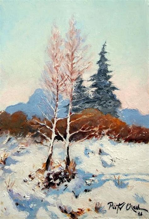 銀裝素裹美麗的雪景油畫作品 每日頭條