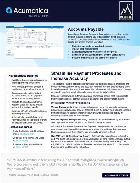 Acumatica Accounts Payable Financial Management Milestone Is