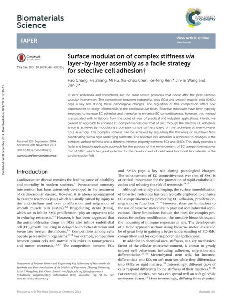Pdf Surface Modulation Of Complex Stiffness Via Layer By Layer