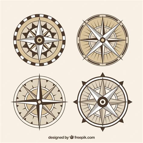 Free Vector Flat Compass Collection Free Vector Flat Compass Collection