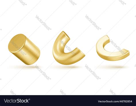 Isolated Abstract Geometric Gold 3d Shape Object Vector Image