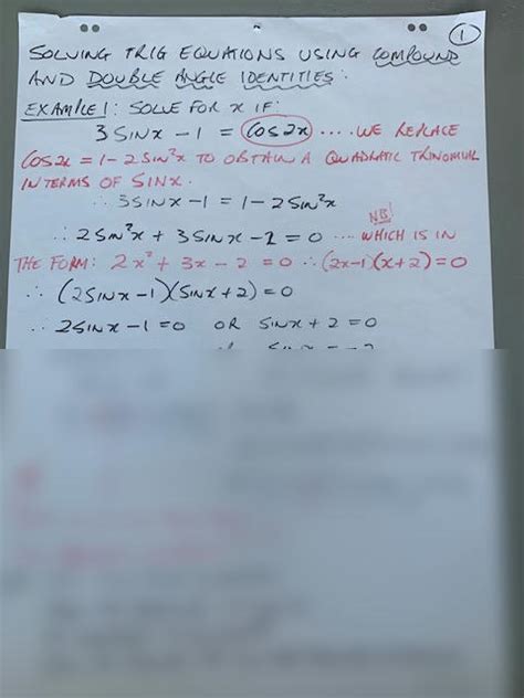 SOLUTION Solving Trig Equations Using Compound And Double Angles