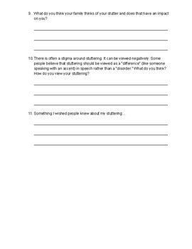 Stuttering Questionnaire Secondary By SpeechInSecondary TPT