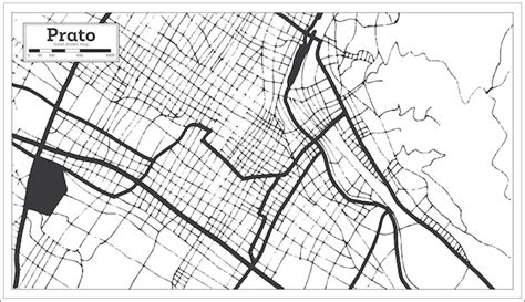 Premium Vector Prato Italy City Map In Black And White Color In Retro