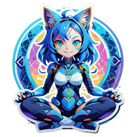 I Made An Ai Sticker Of Anime Cybernetic Catgirl With Blue Skin