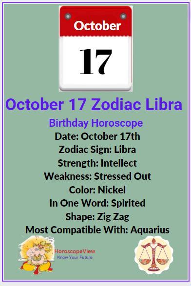 October 17 Zodiac Libra Sign Birthday Horoscope