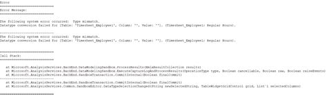 Types Power Pivot For Excel System Error Mismatch Datatype