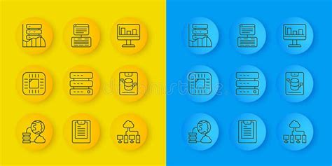 Set Line Network Cloud Connection Processor With Cpu Server Data Web Hosting Computer