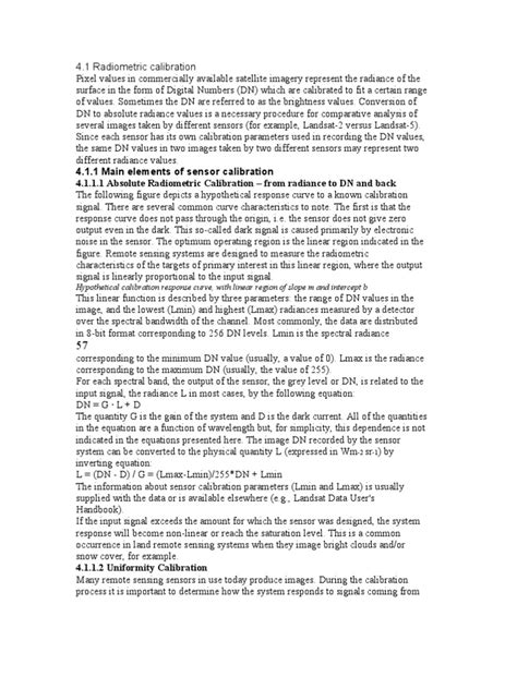1 Radiometric Calibration Pdf Sensor Remote Sensing