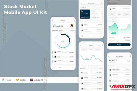 Stock Market Mobile App Ui Kit Qtfmg8k Mobile App Ui Ui Kit Mobile App Design
