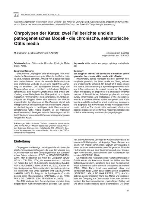 Pdf Ear Polyps Of The Cat Two Cases And A Model For Pathogenesis