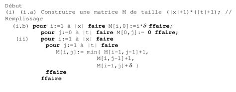 Première Partie Remplissage De La Matrice De Lalgorithme Recherche