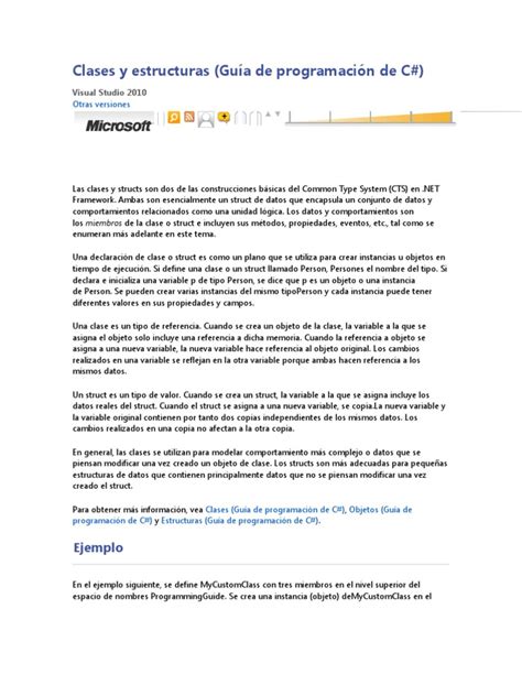Clases Y Estructuras En C Pdf Objeto Informática C Sharp