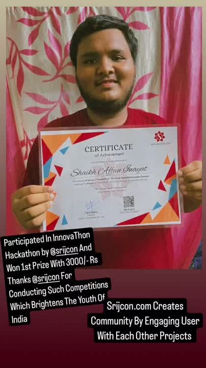 Mohammad Affan Shaikh On Linkedin Hackathon Innovation Srijcon Grateful
