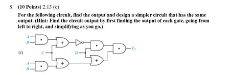 Solved 8 10 Points 213 C For The Following Circuit