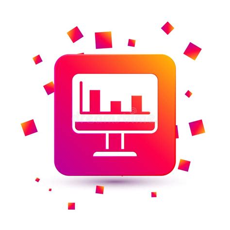 White Computer Monitor With Graph Chart Icon Isolated On White Background Report Text File