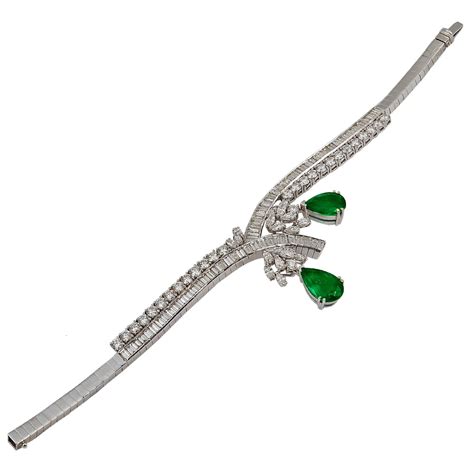 18k Gold Diamond Pear Shape Emerald Necklace Suite For Sale At 1stdibs