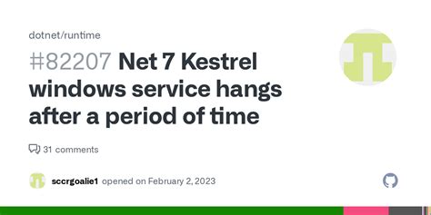 Net 7 Kestrel Windows Service Hangs After A Period Of Time · Issue 82207 · Dotnetruntime · Github