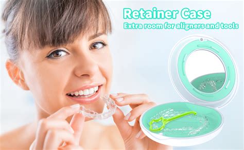 Cute Retainer Case With Mirror Adjustable Vent Holes Solid
