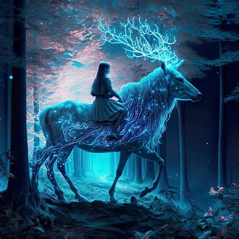 Premium Photo Digital Illustration A Girl Riding A Deer