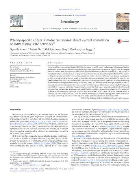 Pdf Polarity Specific Effects Of Motor Transcranial Direct Current Stimulation On Fmri Resting