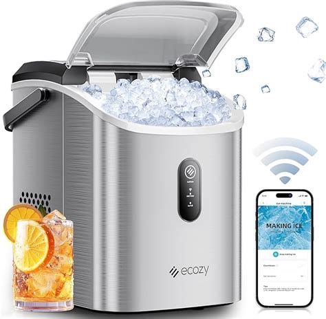 Ecozy Smart Nugget Ice Maker Countertop Portable Pebble Ice Machine With Voice