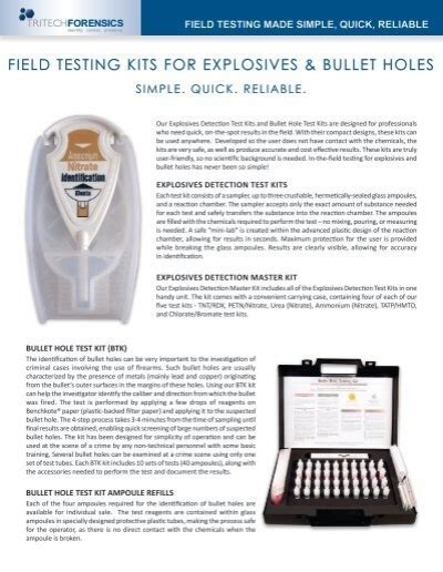 Field Testing Kits For Explosives And Bullet Holes Tri Tech Forensics